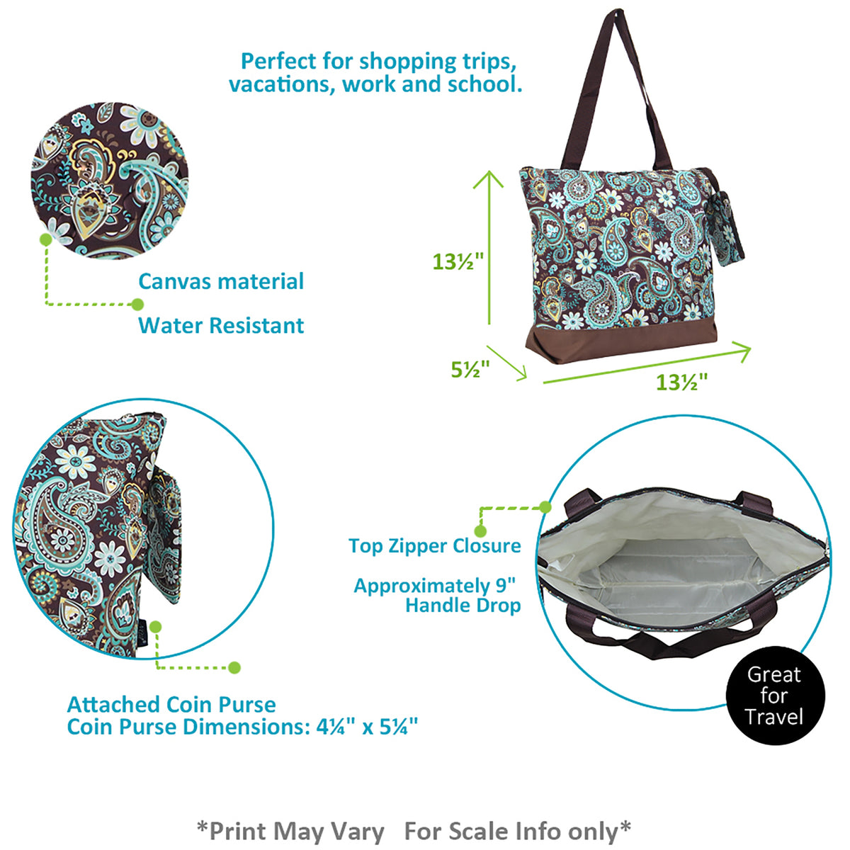 Paisley Whirl NGIL Canvas Tote Bag In Bulk | MommyWholesale.com